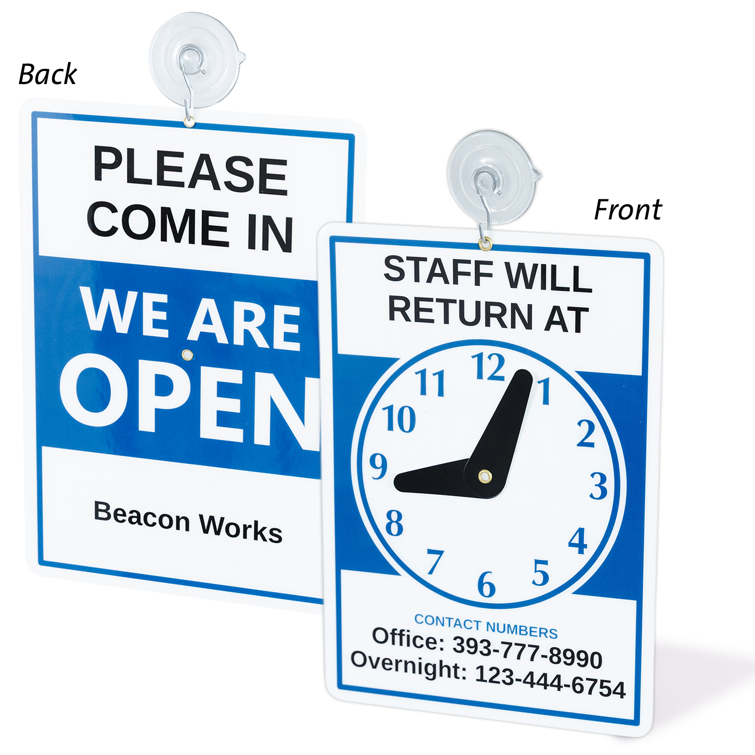 Be Back Clock Signs | We Will Return Door Signs for Business