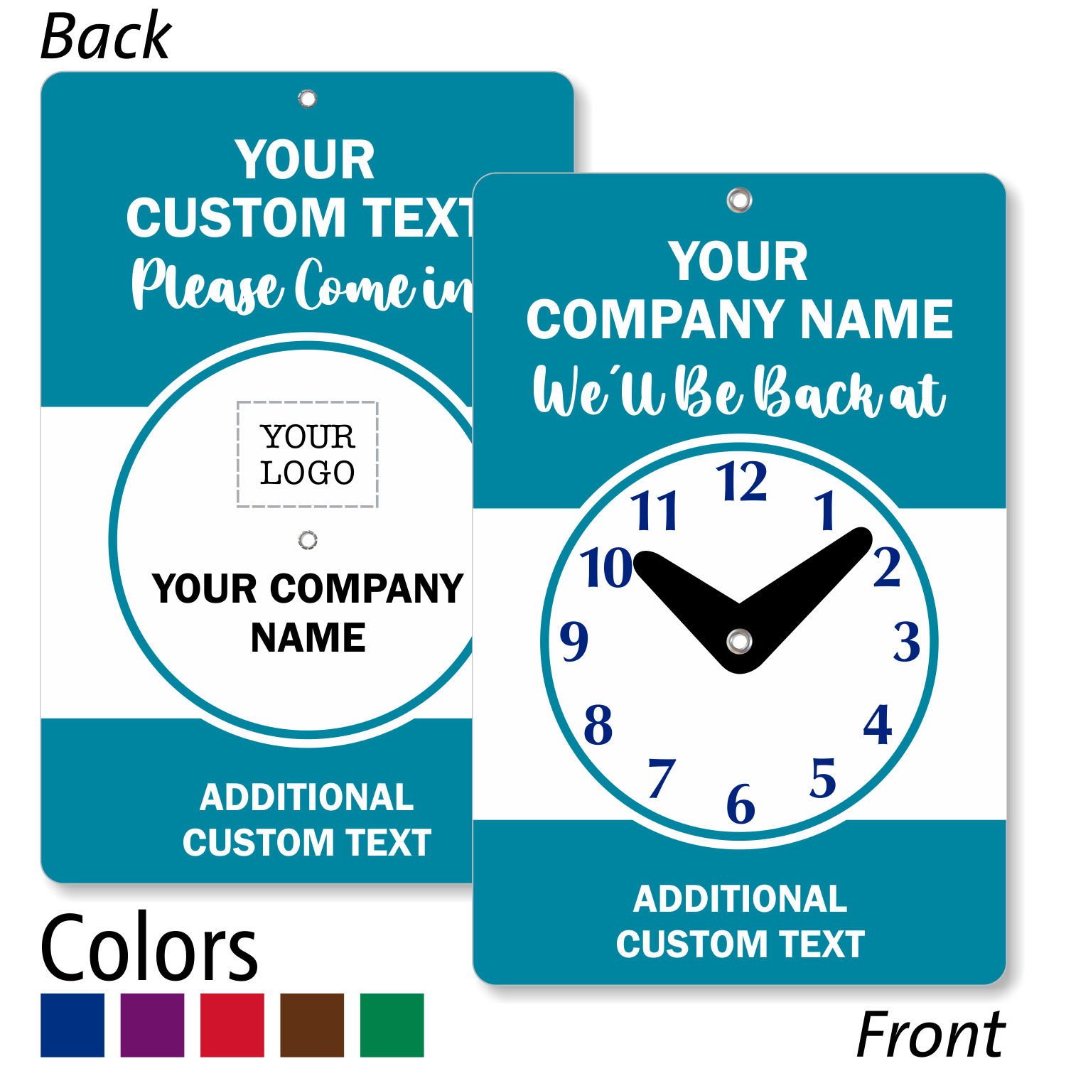 Be Back Clock Signs | We Will Return Door Signs for Business