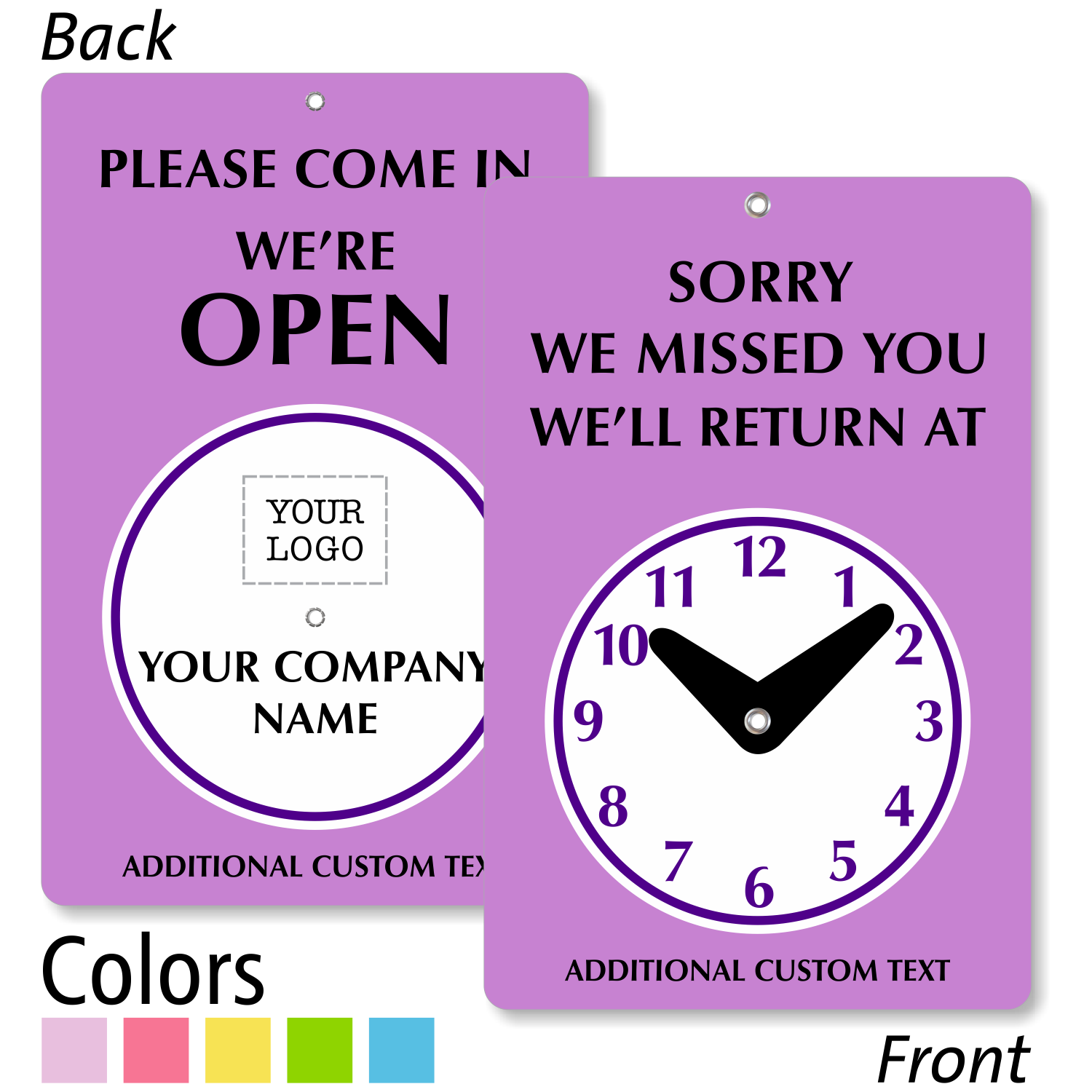 Be Back Clock Signs | We Will Return Door Signs for Business
