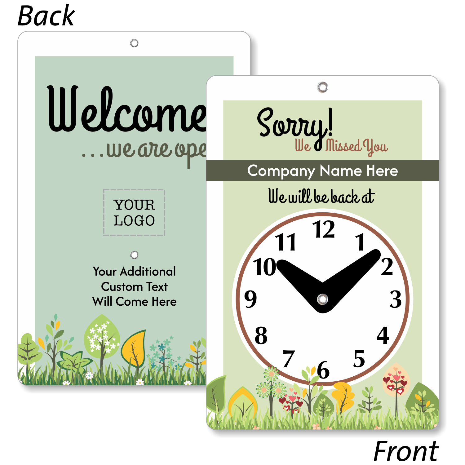 Be Back Clock Signs | We Will Return Door Signs for Business