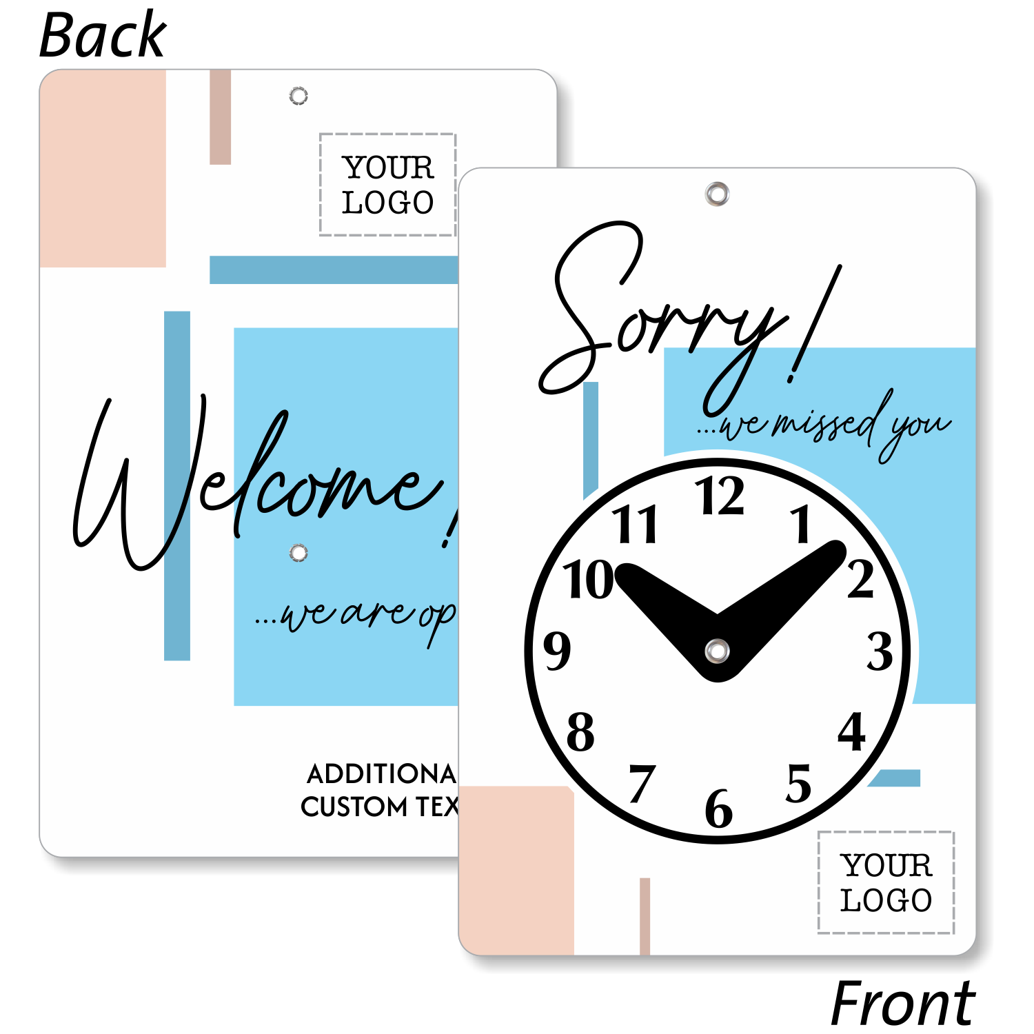Be Back Clock Signs | We Will Return Door Signs for Business