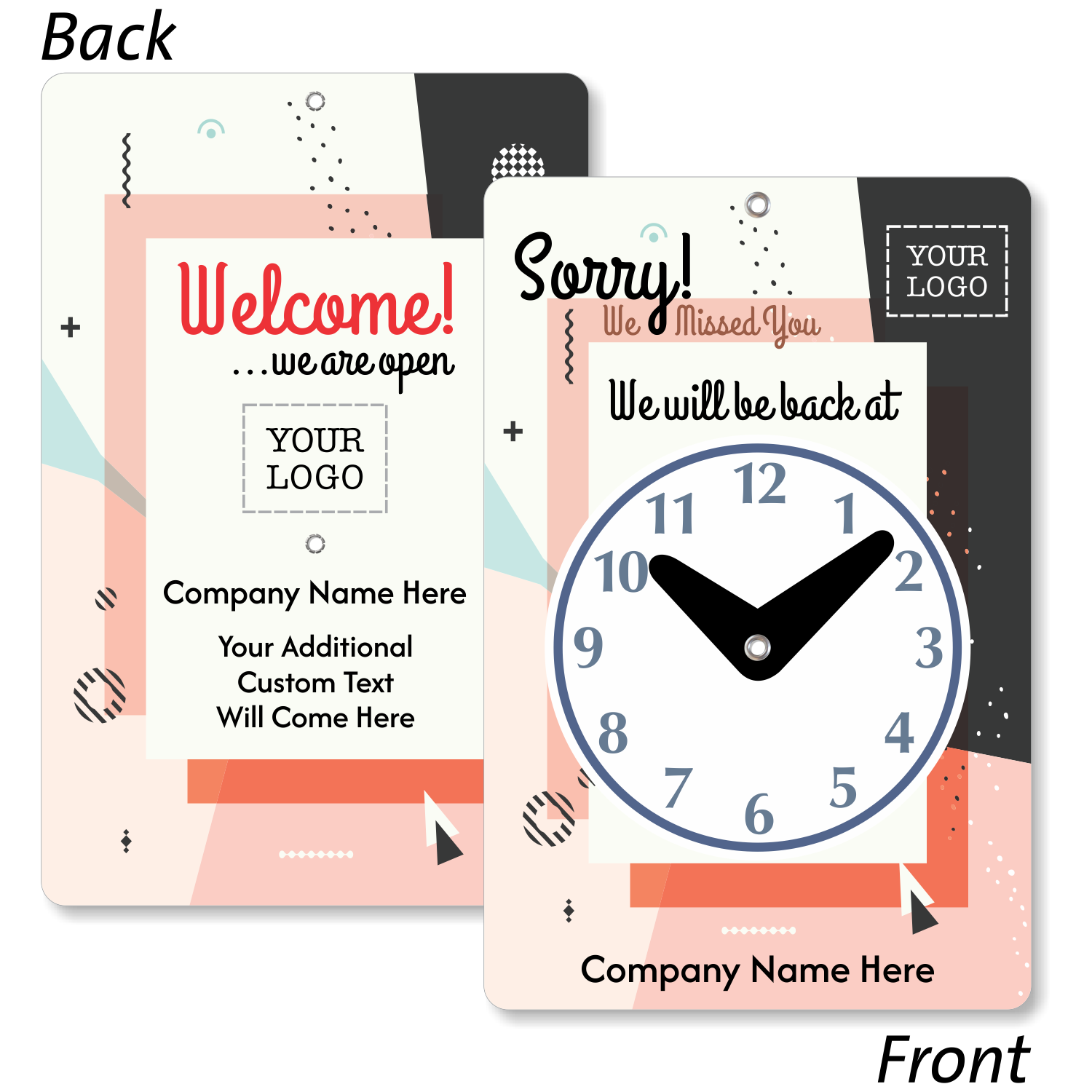 Be Back Clock Signs | We Will Return Door Signs for Business