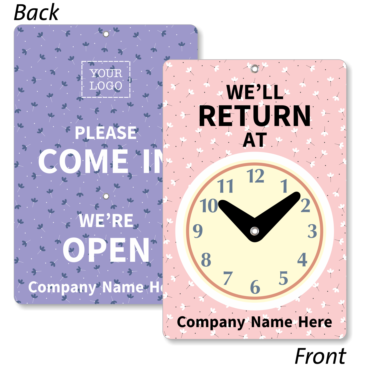 Be Back Clock Signs | We Will Return Door Signs for Business